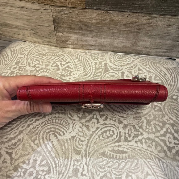 Brighton | Bags | Brighton Red Leather Croc Embossed Snap Flap Wallet ...